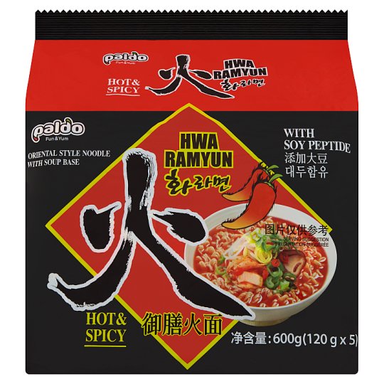 Paldo Hwa Ramyun Oriental Style Noodle With Soup Base Hot Spicy 5 X